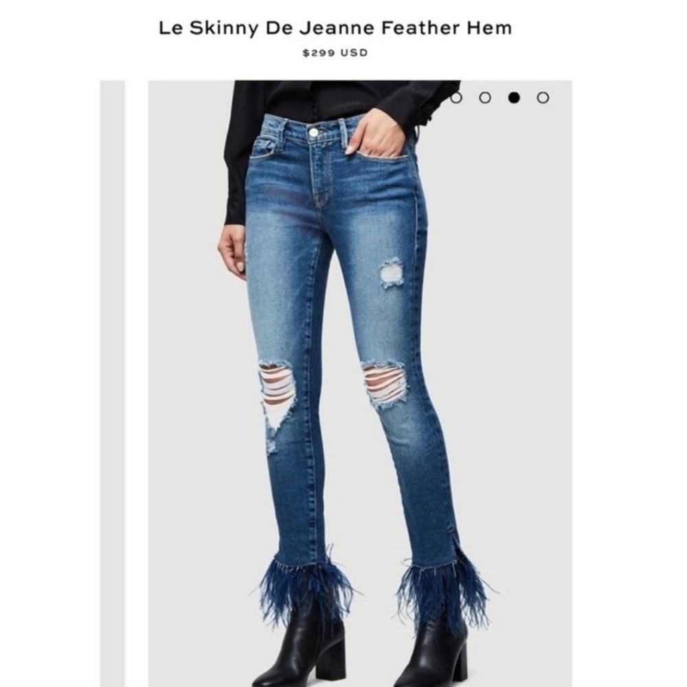 Frame Le Skinny De Jeanne Feather Trim Jeans - Gem